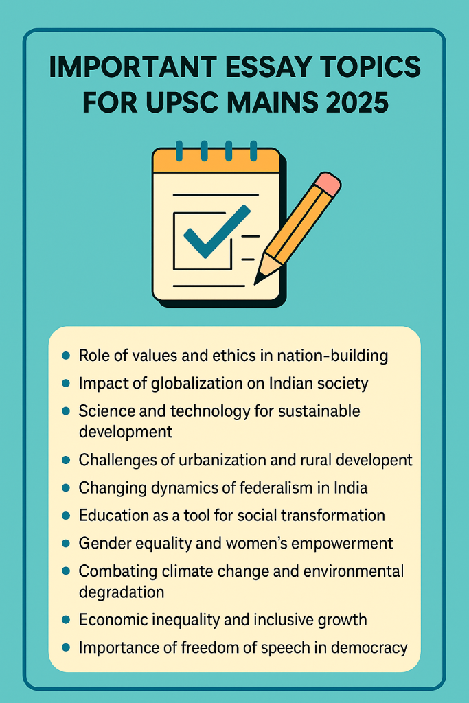 Important Essay Topics for UPSC Mains 2025 - Plutus IAS